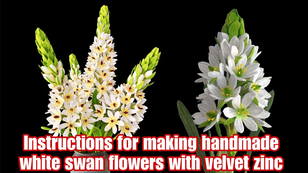 Instructions for making handmade white swan flowers with velvet zinc ...