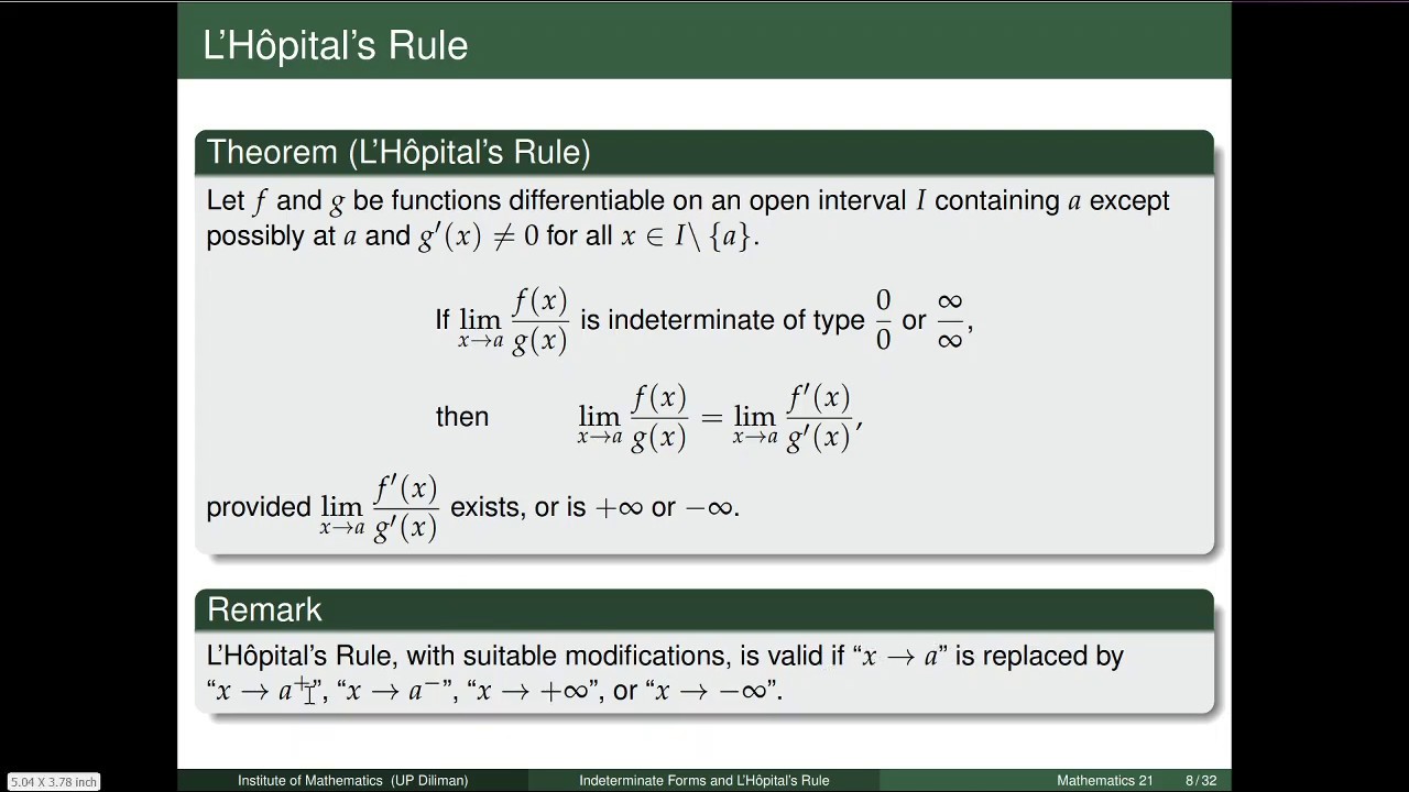 [Math 21] Lec 3.6 Indeterminate Forms and L'Hopital's Rule (Part 2 of 4 ...