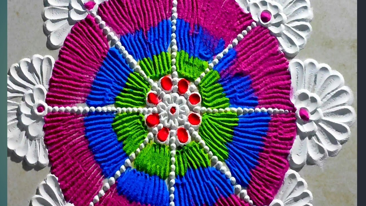rangoli designs with colours simple and beautiful |Simple rangoli ...