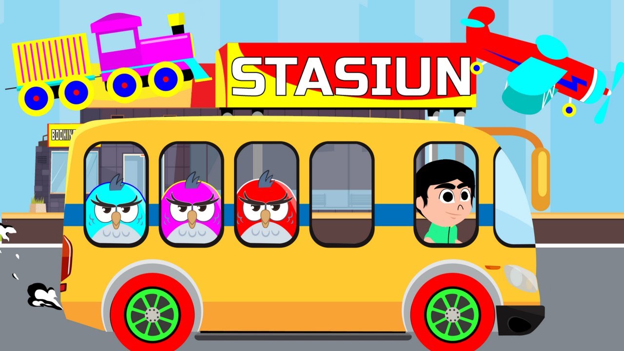 Film Kartun Anak Naik Bis Kota Halte Ke Bandara Pesawat Terbang ...