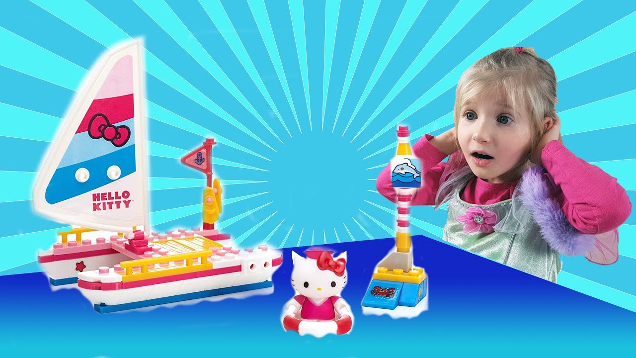 Hello Kitty Sail Boat Mega Bloks Building Playset on Lego Table - YouTube