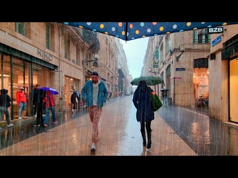 Short but Very intense HEAVY RAIN WALK | Nov 2022|Bordeaux 4k France| ASMR Rain sounds for sleeping