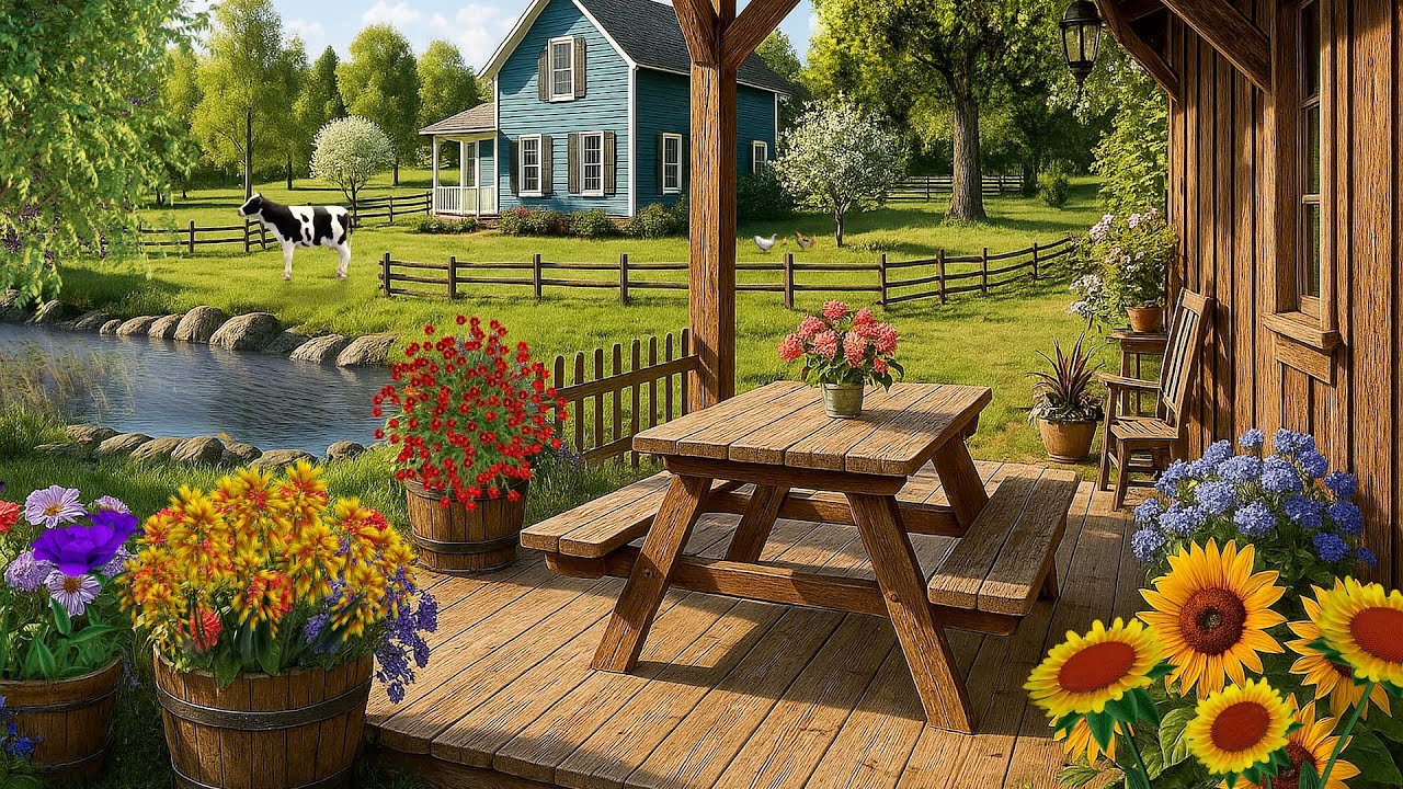Relaxing Farm Life in Summer – Cottage By The Stream With Birds Singing ...
