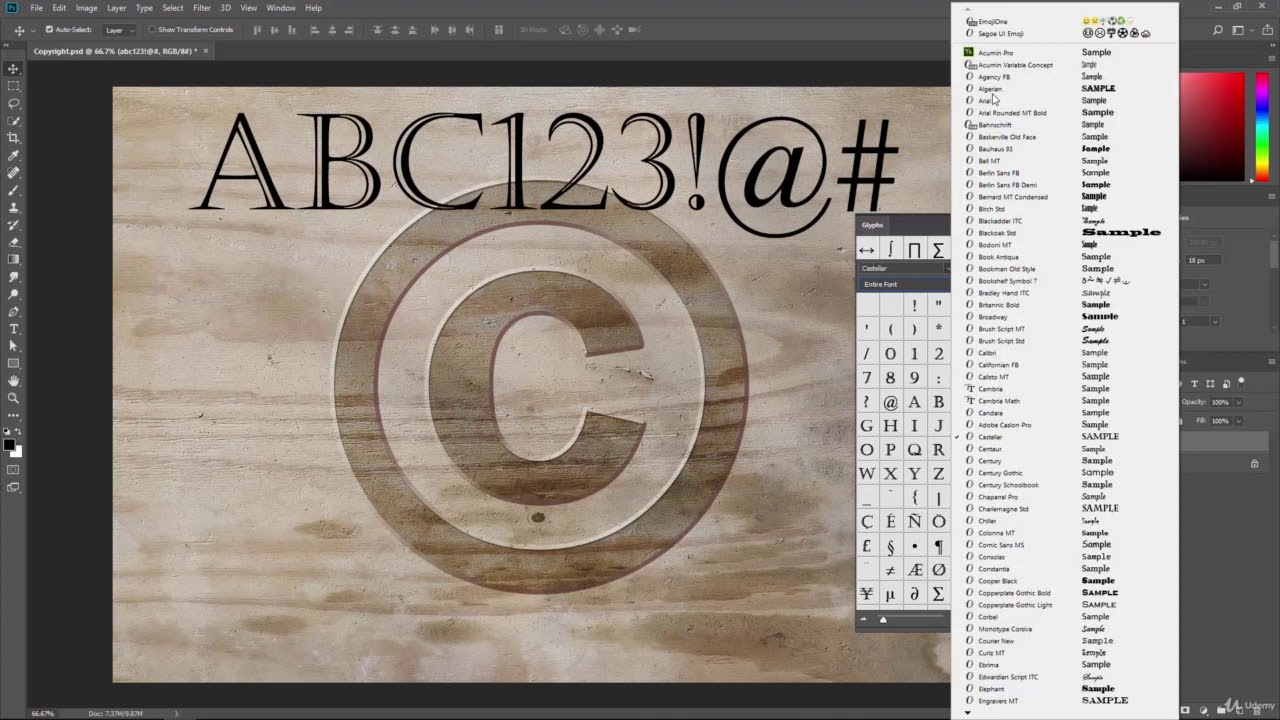 Glyphs and How You Can Use Them Adobe Photoshop CC Tutorial (Part-112 ...