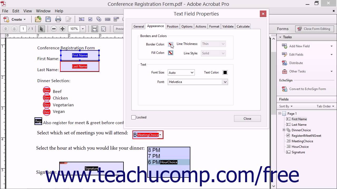 Appearance Properties of Form Fields - Adobe Acrobat XI Training ...