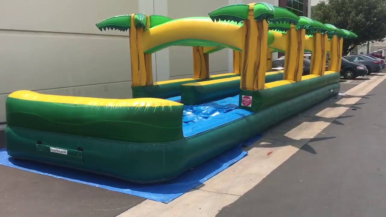 Big Top Inflatables: 37' Hawaiian 2 Lane Slip N Slide with Pool - YouTube
