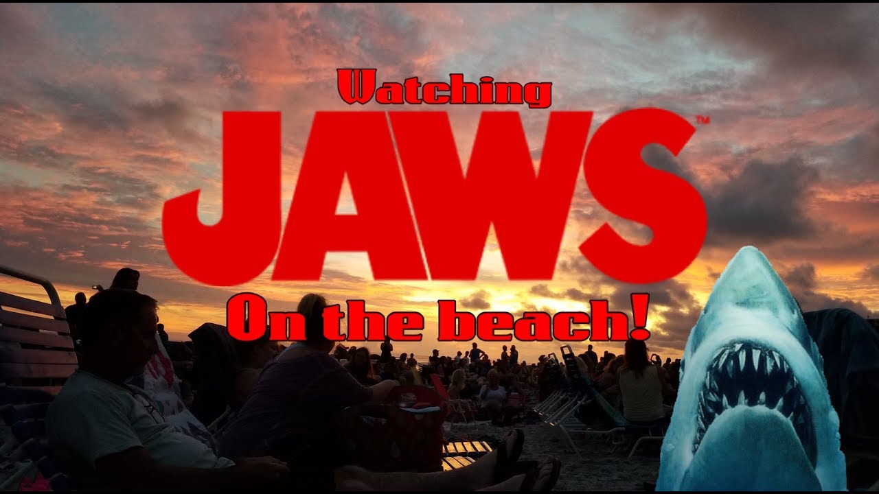 Watching JAWS on the beach! Movies at the beach! - YouTube