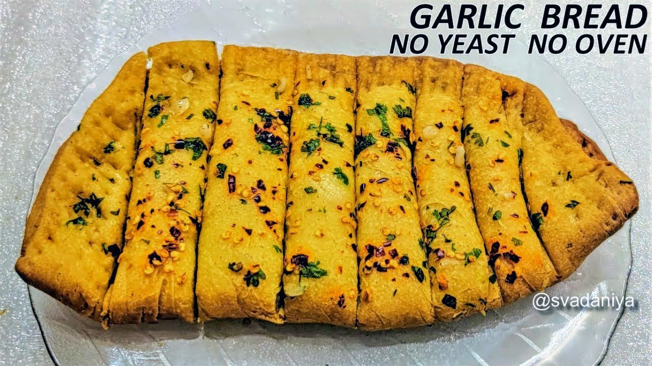 GARLIC BREAD WITHOUT YEAST AND OVEN | STUFFED CHEESY GARLIC BREAD ...