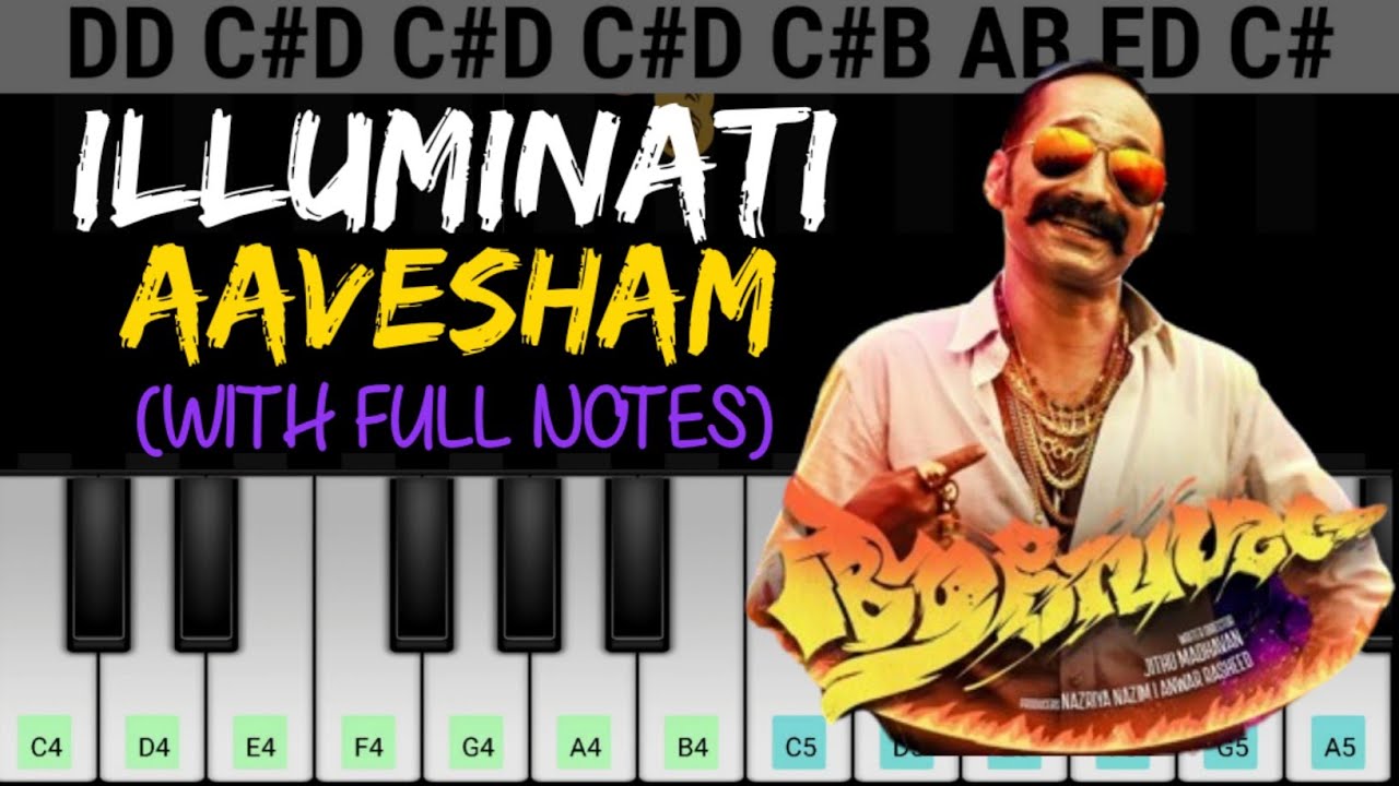 Illuminati Piano Tutorial |Aavesham | Keyboard Notes - YouTube