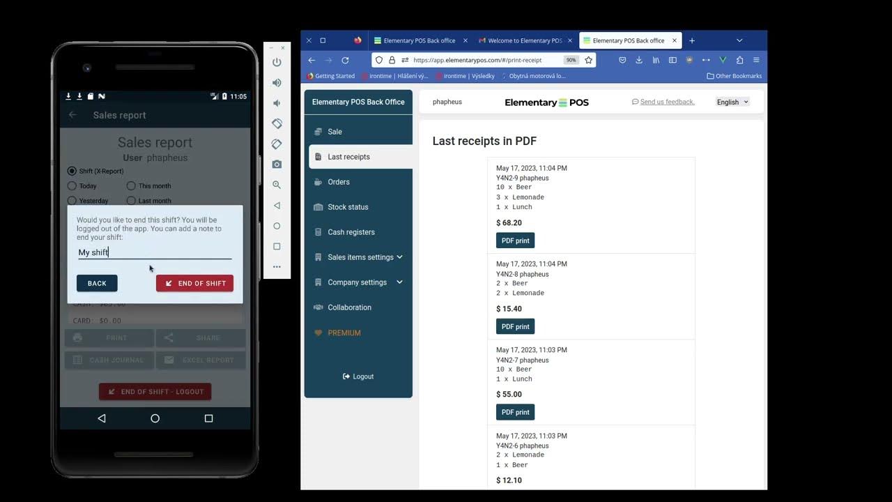Elementary POS - Cash register - How to check shift sales. - YouTube
