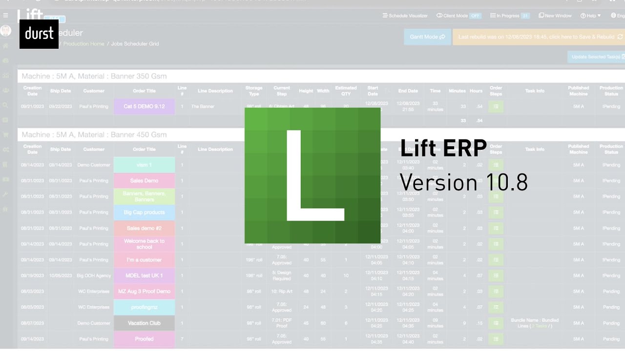 ERP/MIS Printing Software - Durst Lift ERP - Release 10.8 - YouTube
