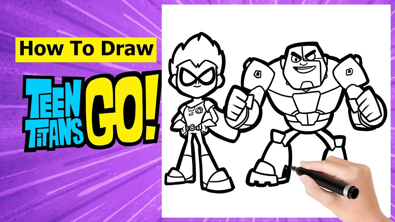 How to Draw Teen Titans Go Robin and Cyborg - Digital Drawing ...