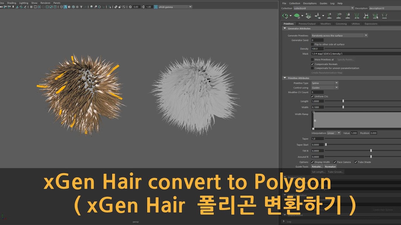 Maya xGen Hair convert to Polygon ( xGen Hair 폴리곤 변환하기 ) - YouTube