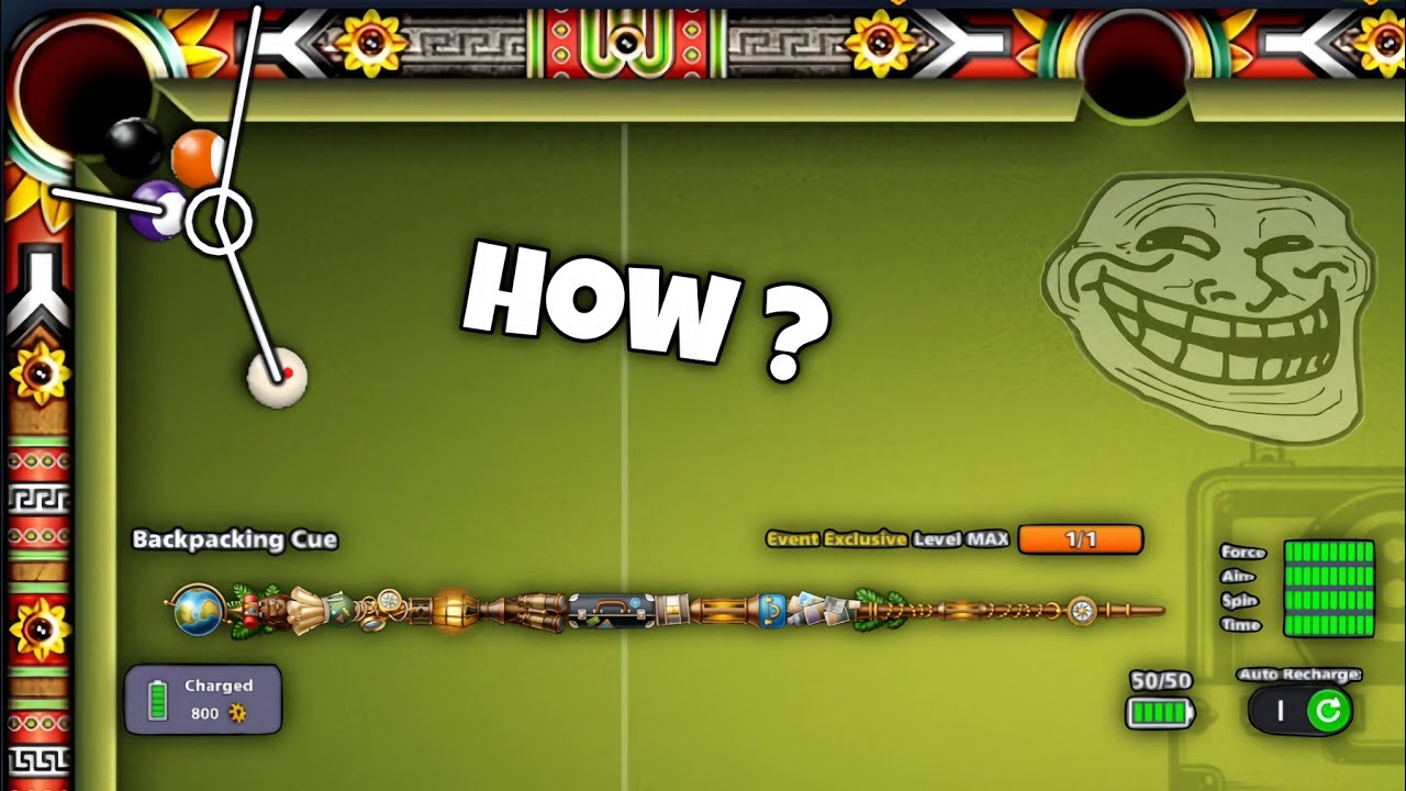 8 Ball pool - BACKPACKING cue Level Max - amazing trick shots in 100m ...