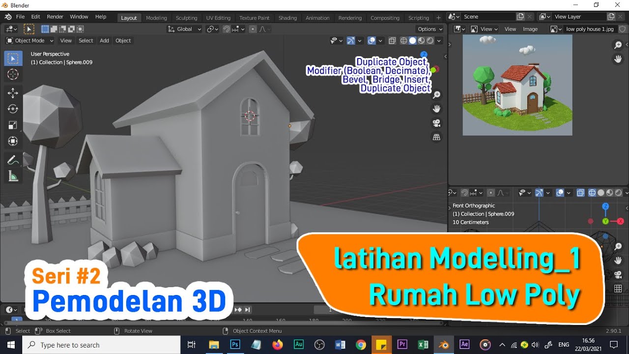 Latihan Pemodelan 3D part_1 (Rumah Low Poly) | Seri #2 Pemodelan 3D ...