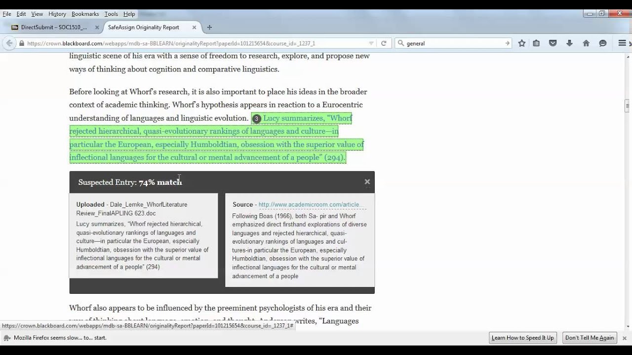 SafeAssign Interpreting Marked Items Video - YouTube