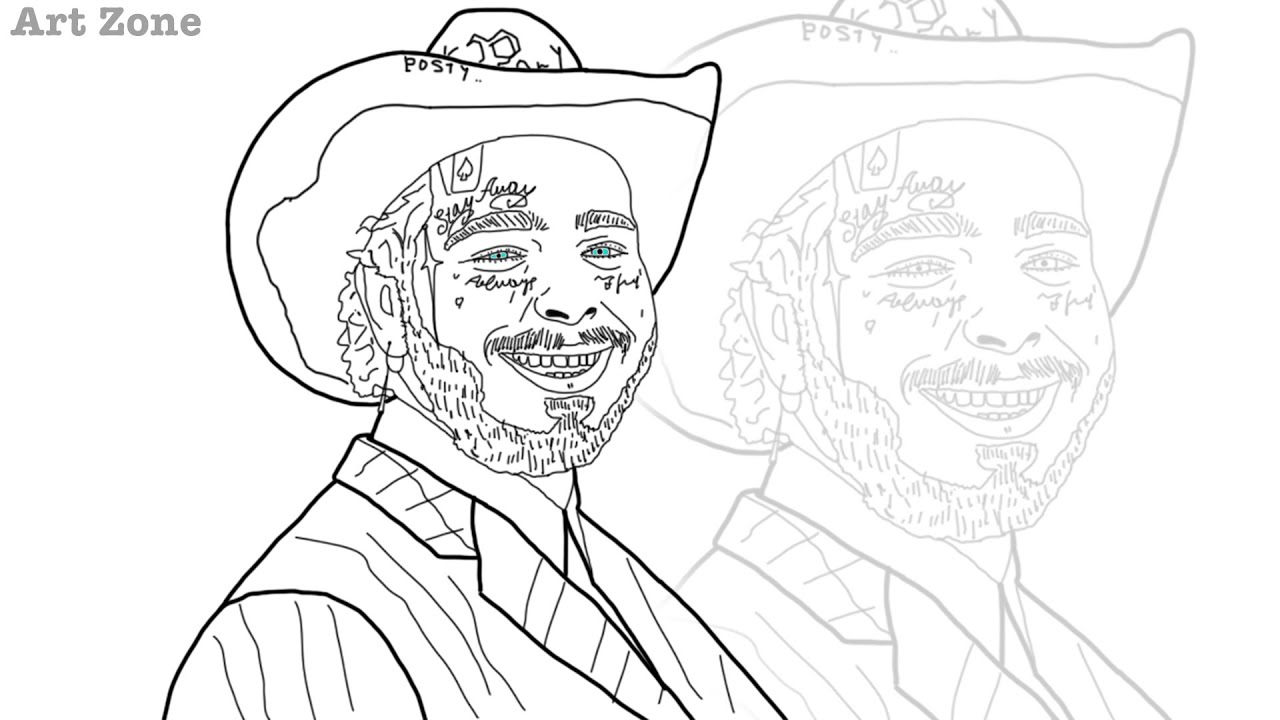 How to draw easy Post Malone 2021 - YouTube