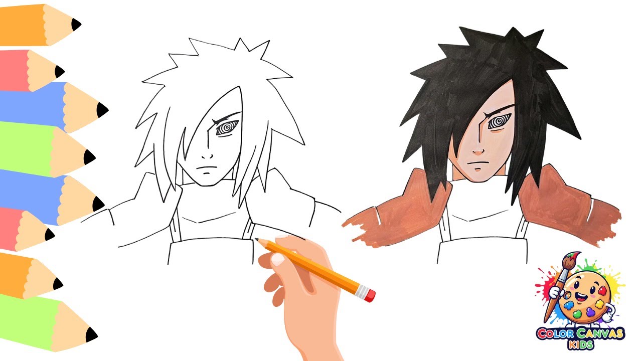 How to Draw Madara Uchiha and Coloring | Step-by-Step Naruto Anime Art ...