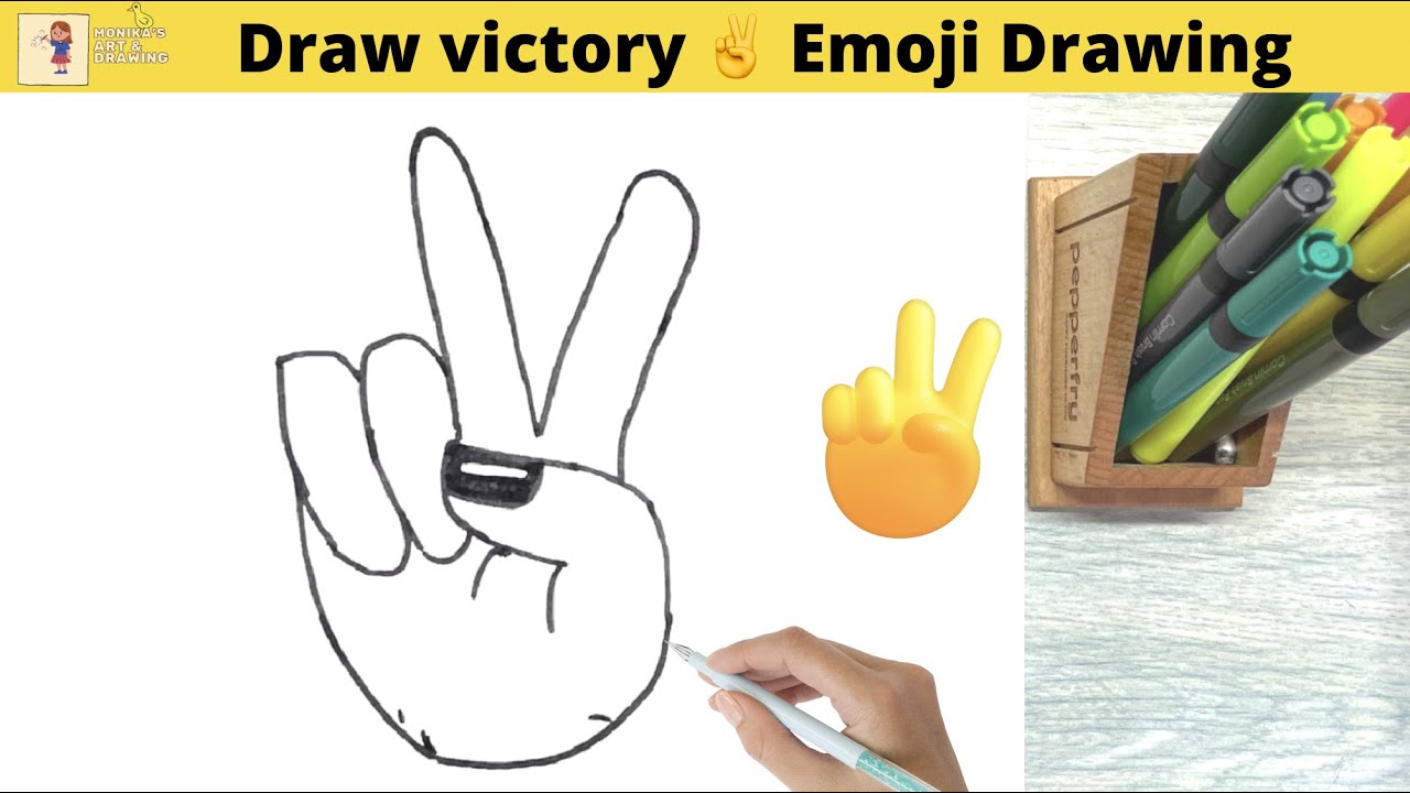 How to Draw victory ️ Emoji Drawing for children | Peace Sign Hand ...