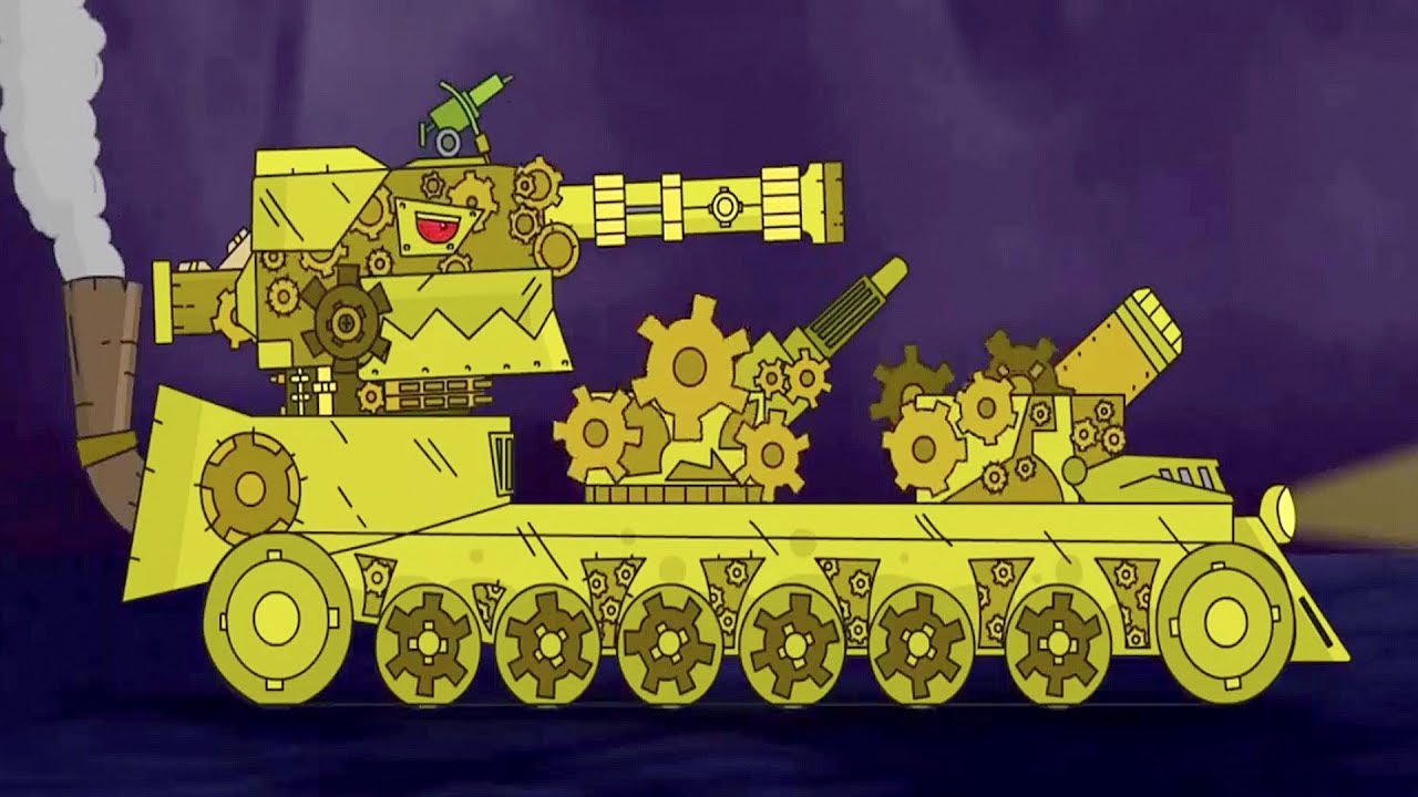 Tanques animados. Tanques enormes no campo de batalha. Carro Desenho ...