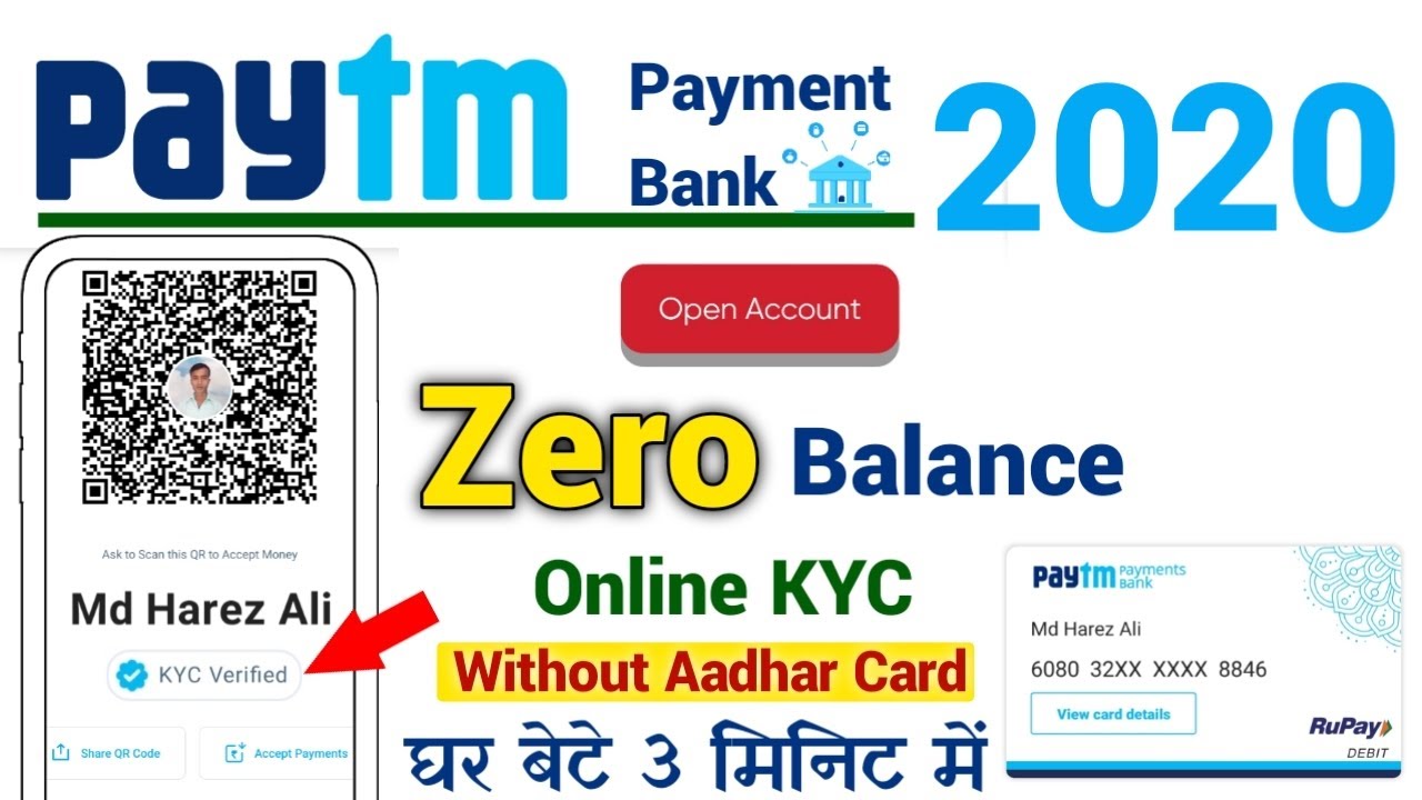 Paytm Bank Account opening 2020 | Paytm Payment Bank Zero Balance ...