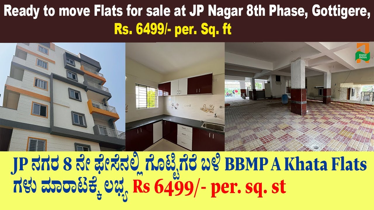 Ready to move Flats for sale at JP Nagar 8th Phase, Gottigere, Rs. 6499 ...