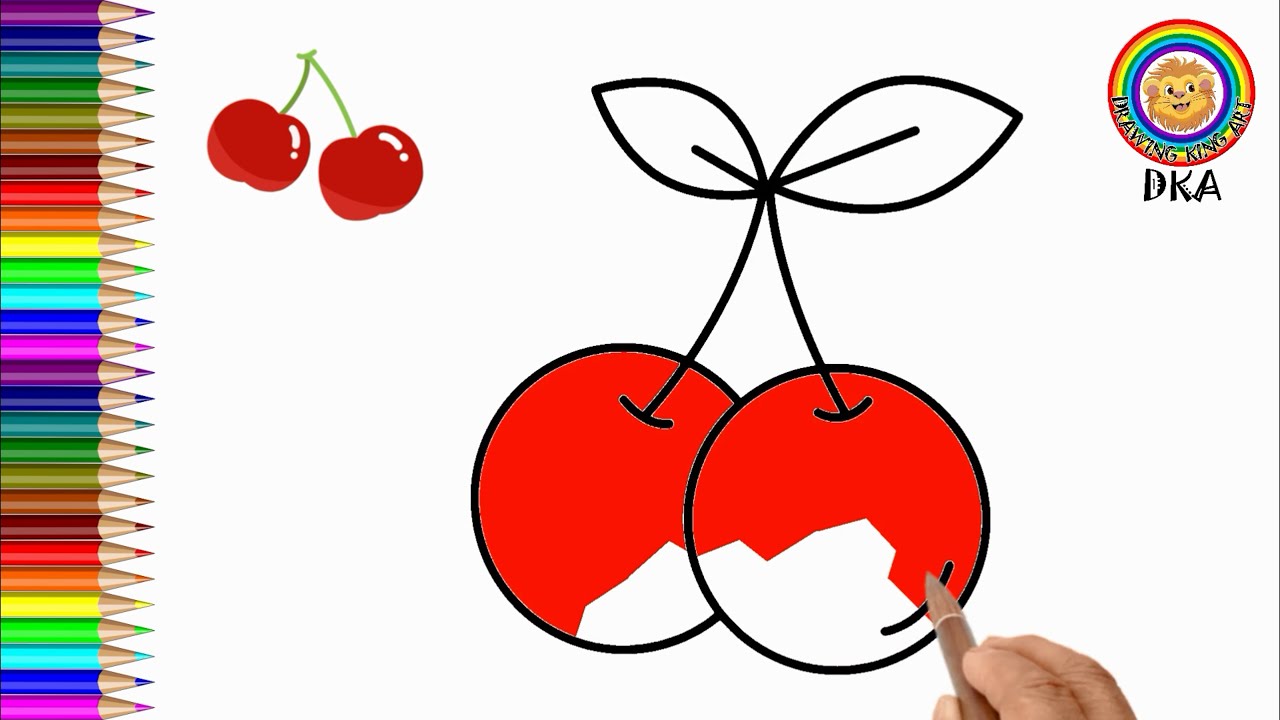 How to draw a CHERRY 🍒step by step | CHERRY Drawing Easy | Draw Cherry ...