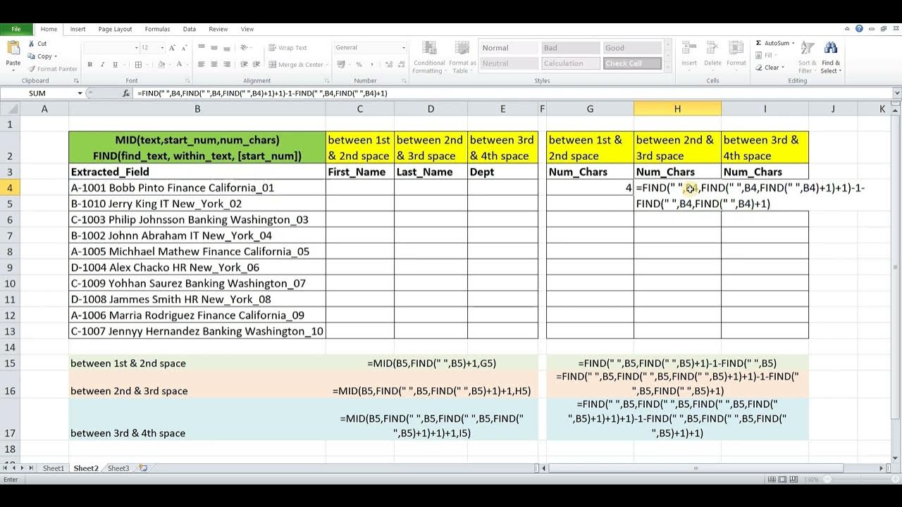 Extract Text Between Spaces Excel Tutorial - YouTube