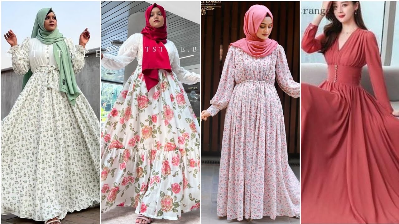 beautiful long frock design || stylish frock with hijab - YouTube
