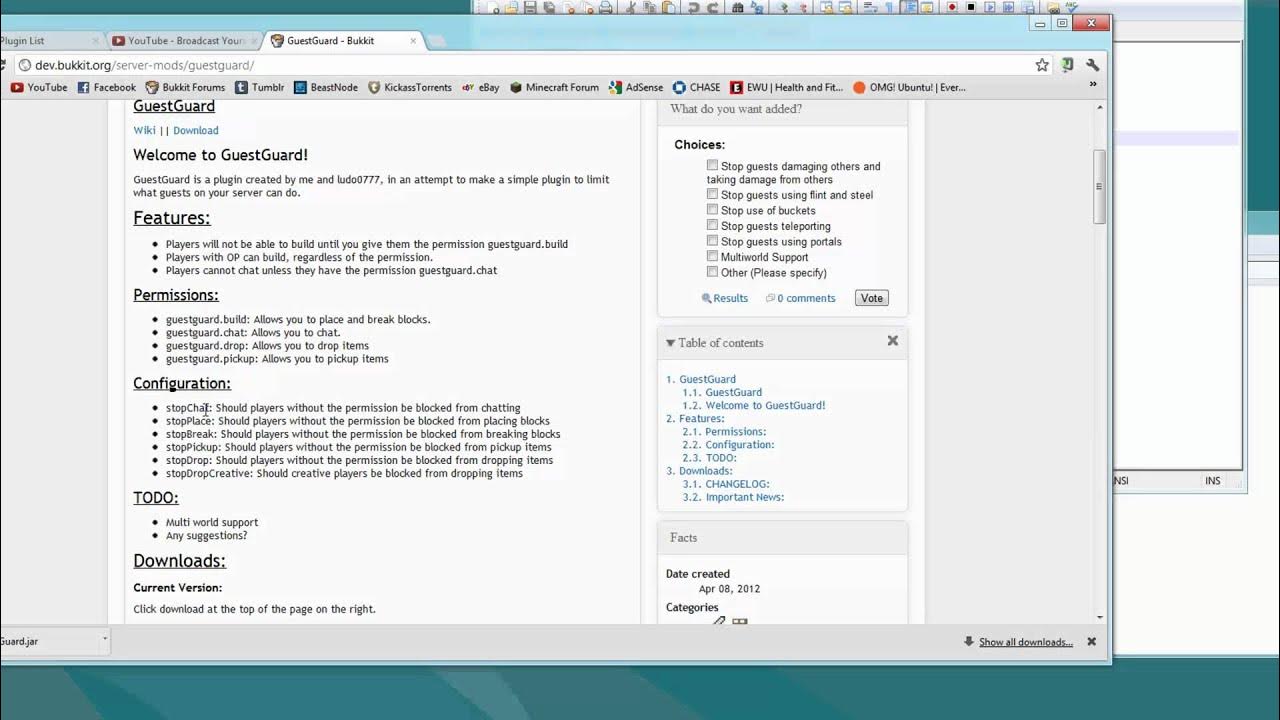 Bukkit Plugin Tutorial: GuestGuard - Control building with permissions! - YouTube