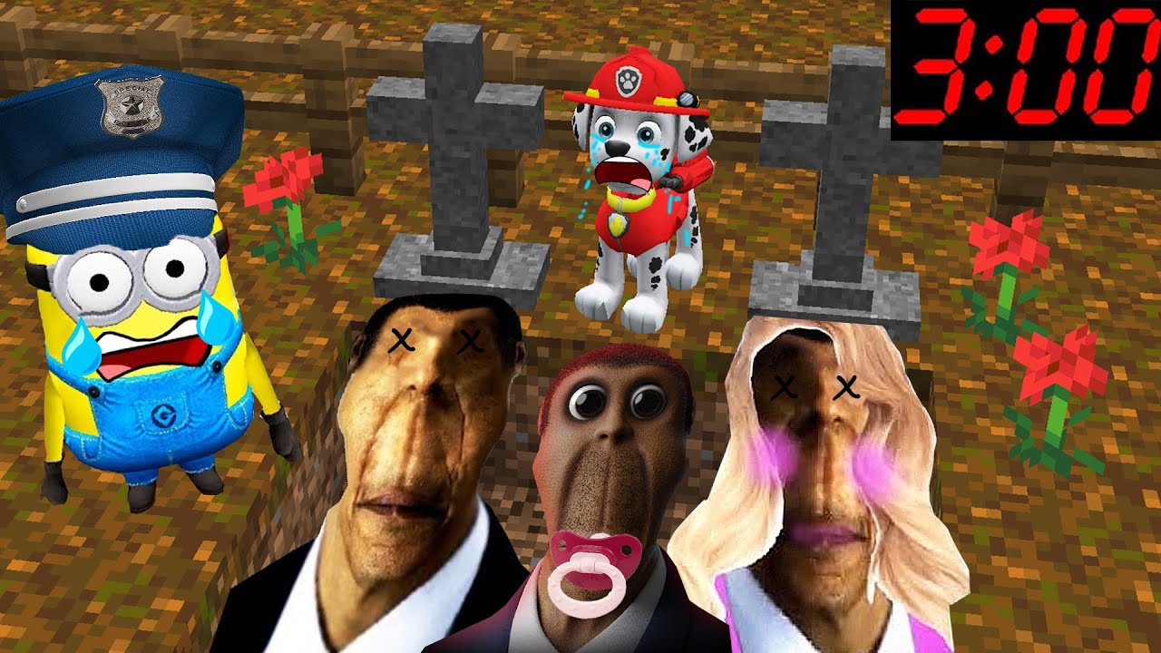 WHAT HAPPENED TO OBUNGA FAMILY AT 3:00 AM in MINECRAFT Minions GAMEPLAY ...