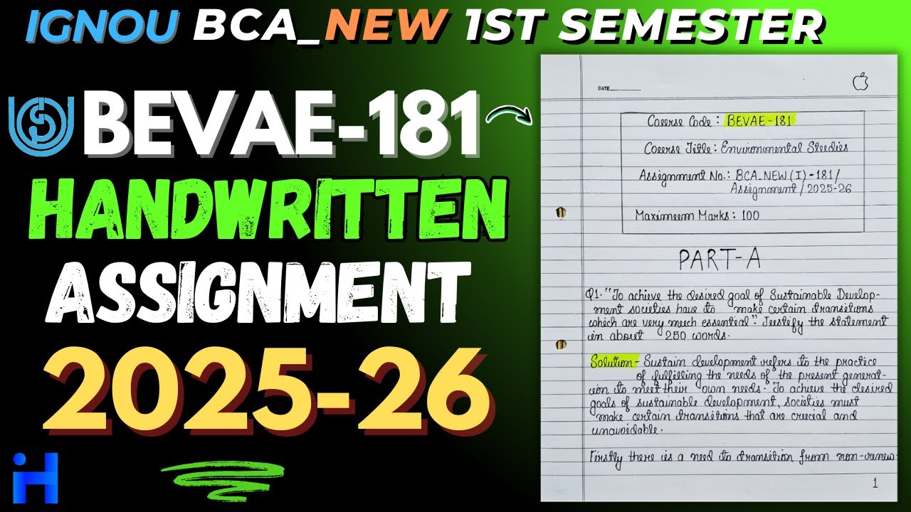 BEVAE-181 HANDWRITTEN SOLVED ASSIGNMENT 2025-26 | IGNOU BCA_NEW 1ST ...