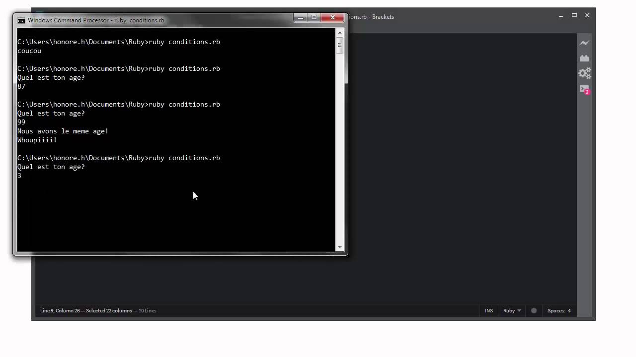 PROGRAMMER EN RUBY - 24 - Les structures conditionnelles - YouTube
