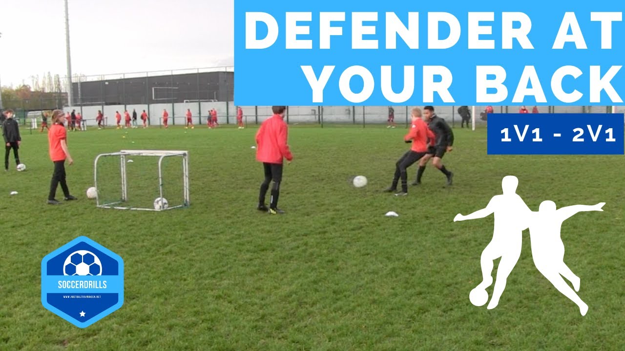 1v1 duel with defender at your back - Soccer training exercise - YouTube