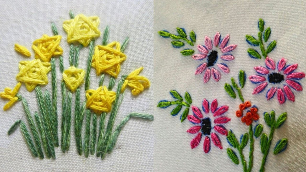60+ Top beautiful simple flower Hand Embroidery designs - YouTube