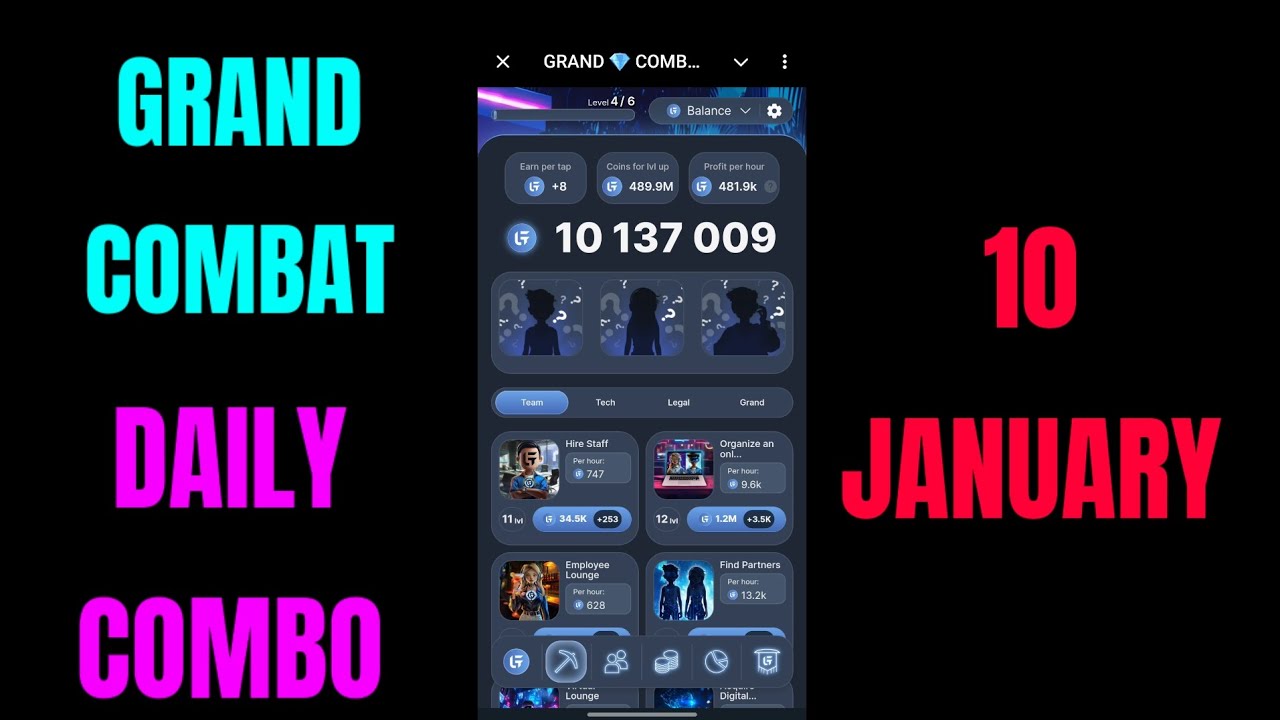 Grand Combat Daily Combo 10 January | Grand Combat combo today | Grand ...