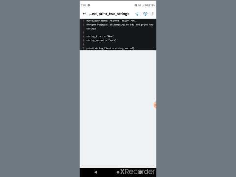 Attempting to add and print two strings in Python 3: code and output # ...