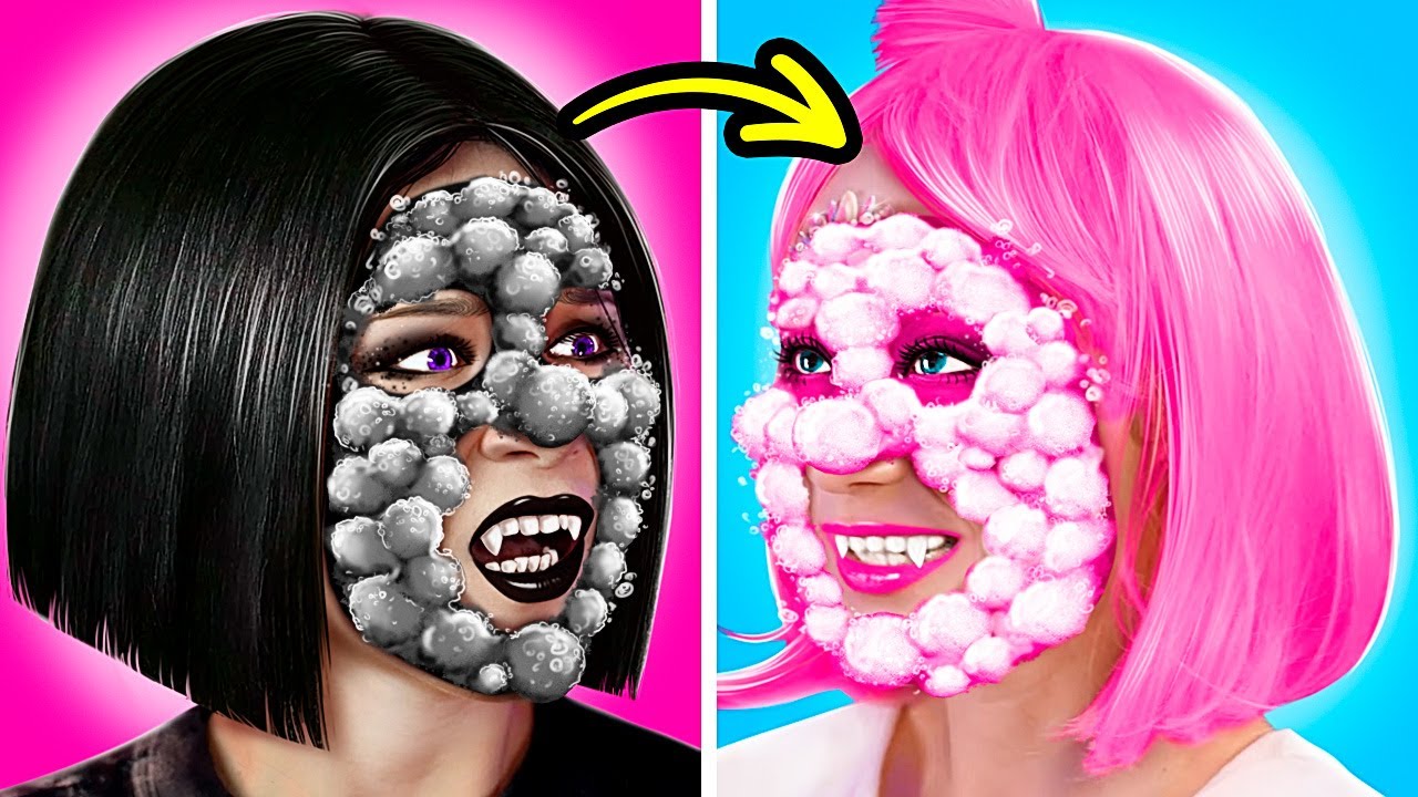Black VS Pink Makeover Challenge! Beauty Transformation From Nerdy to ...