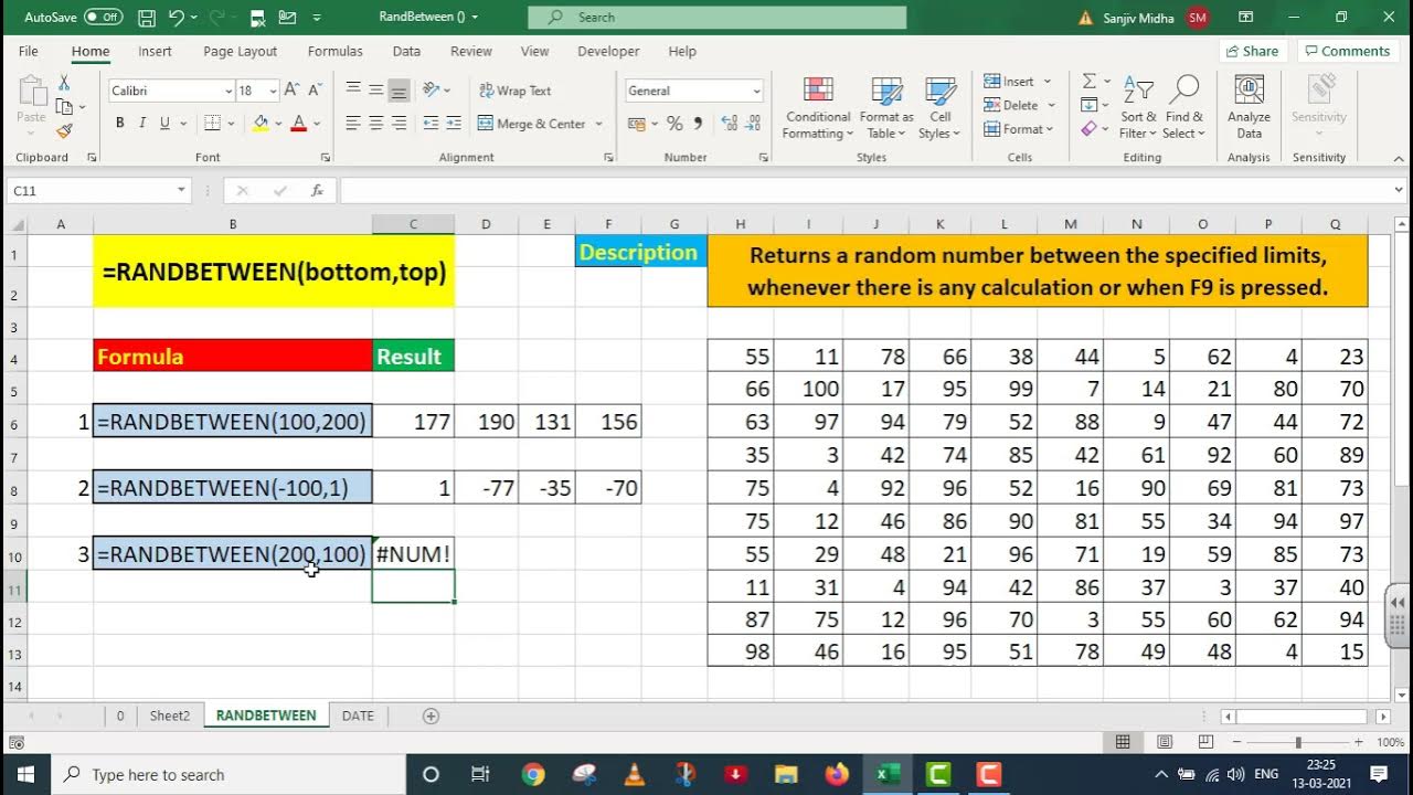 RANDBETWEEN Function and Random Dates - YouTube