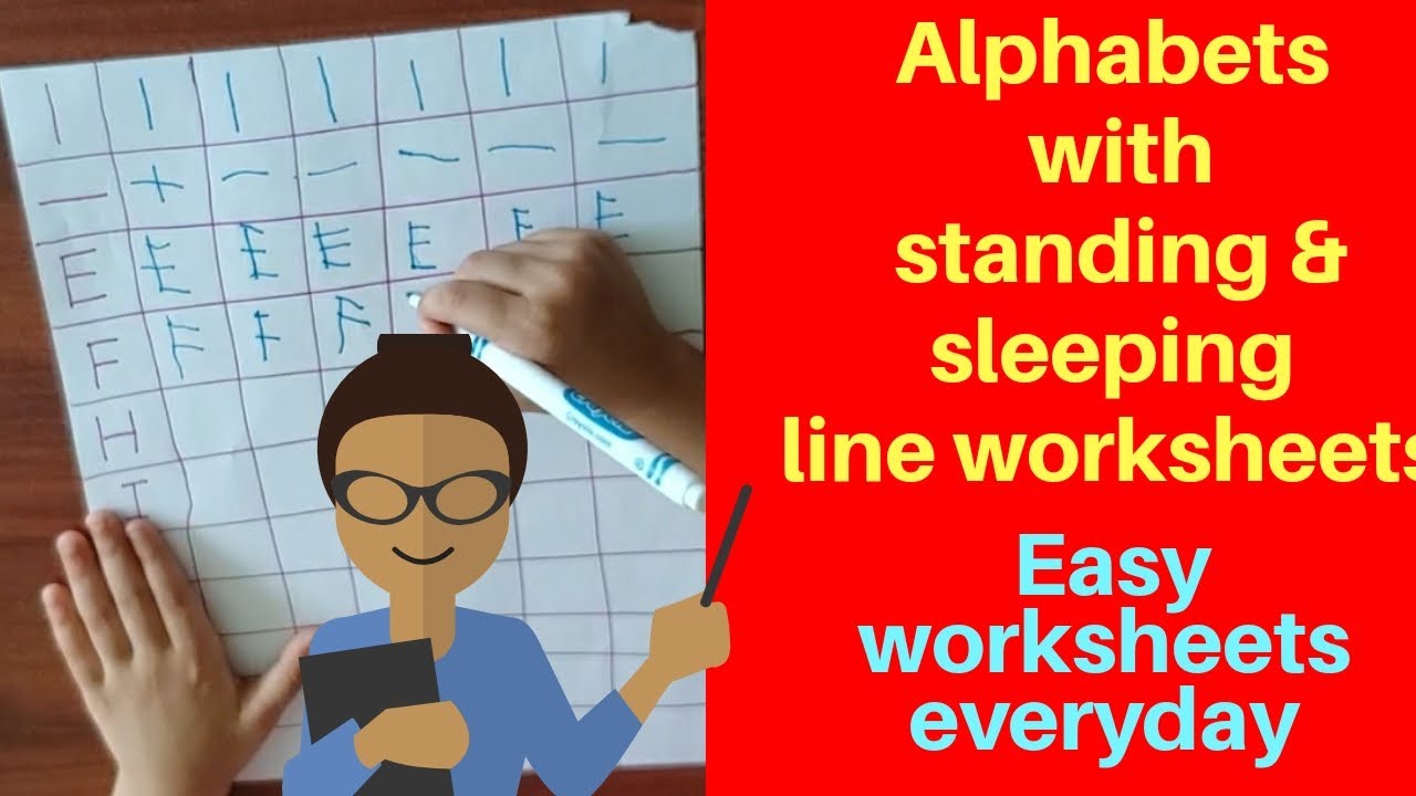 Alphabets worksheets with standing & sleeping line | Learn alphabets ...