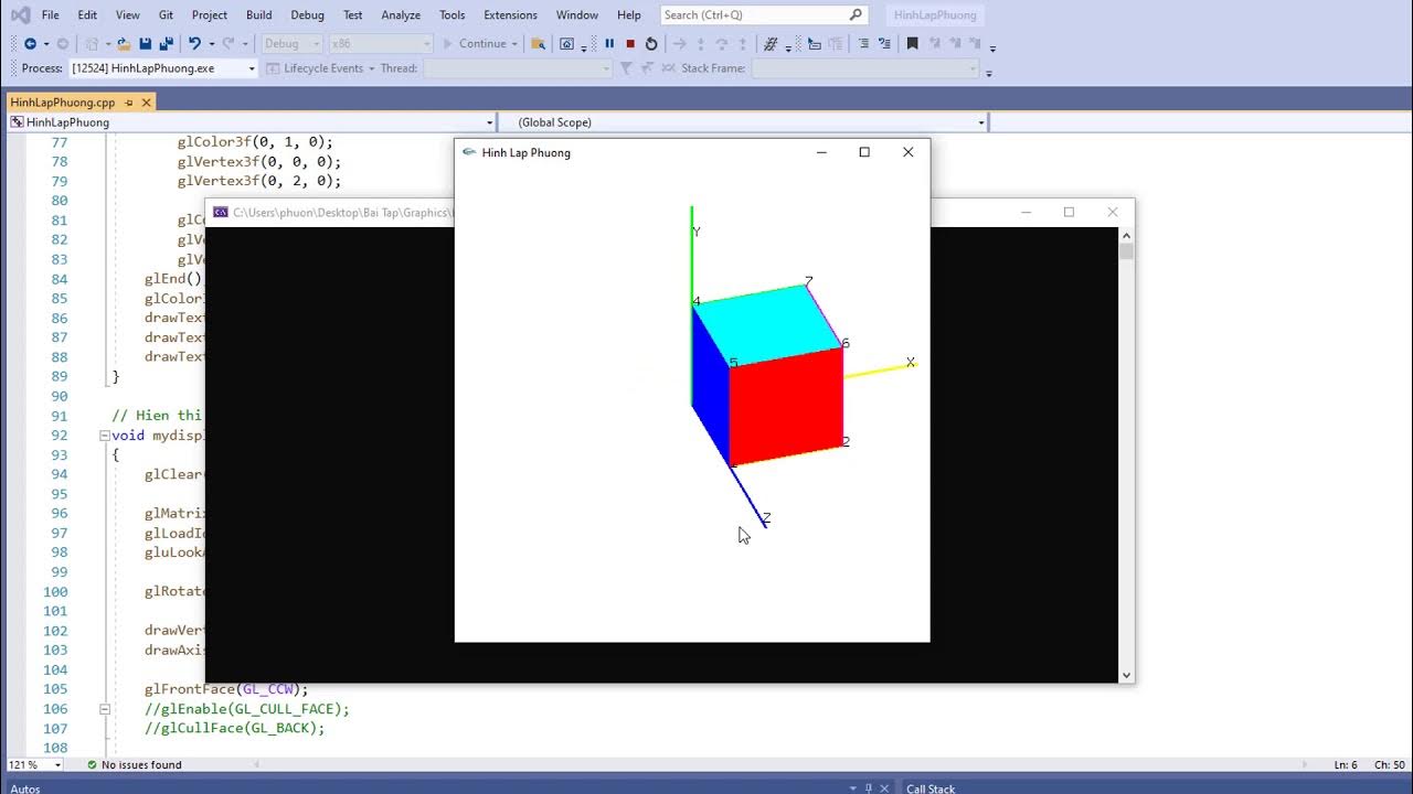 CHƯƠNG TRÌNH VẼ HÌNH LẬP PHƯƠNG BẰNG C++ TRÊN VISUAL STUDIO 2019 - YouTube