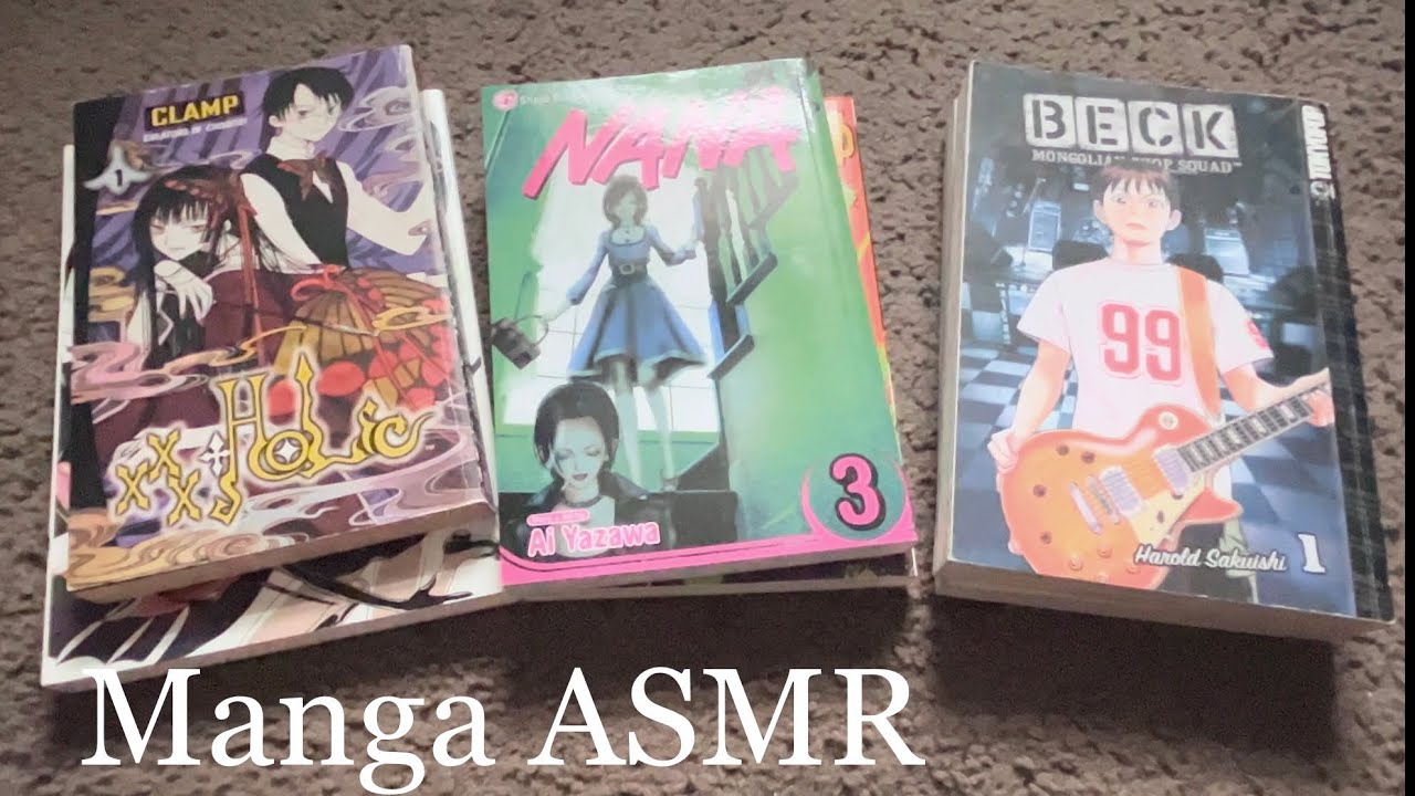 Manga ASMR - lofi, brushing, tracing, tapping, page flipping - YouTube