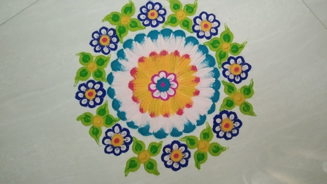 beautiful and colourful rongoli design 🌺🌺👍👍👍#akhil creation - YouTube