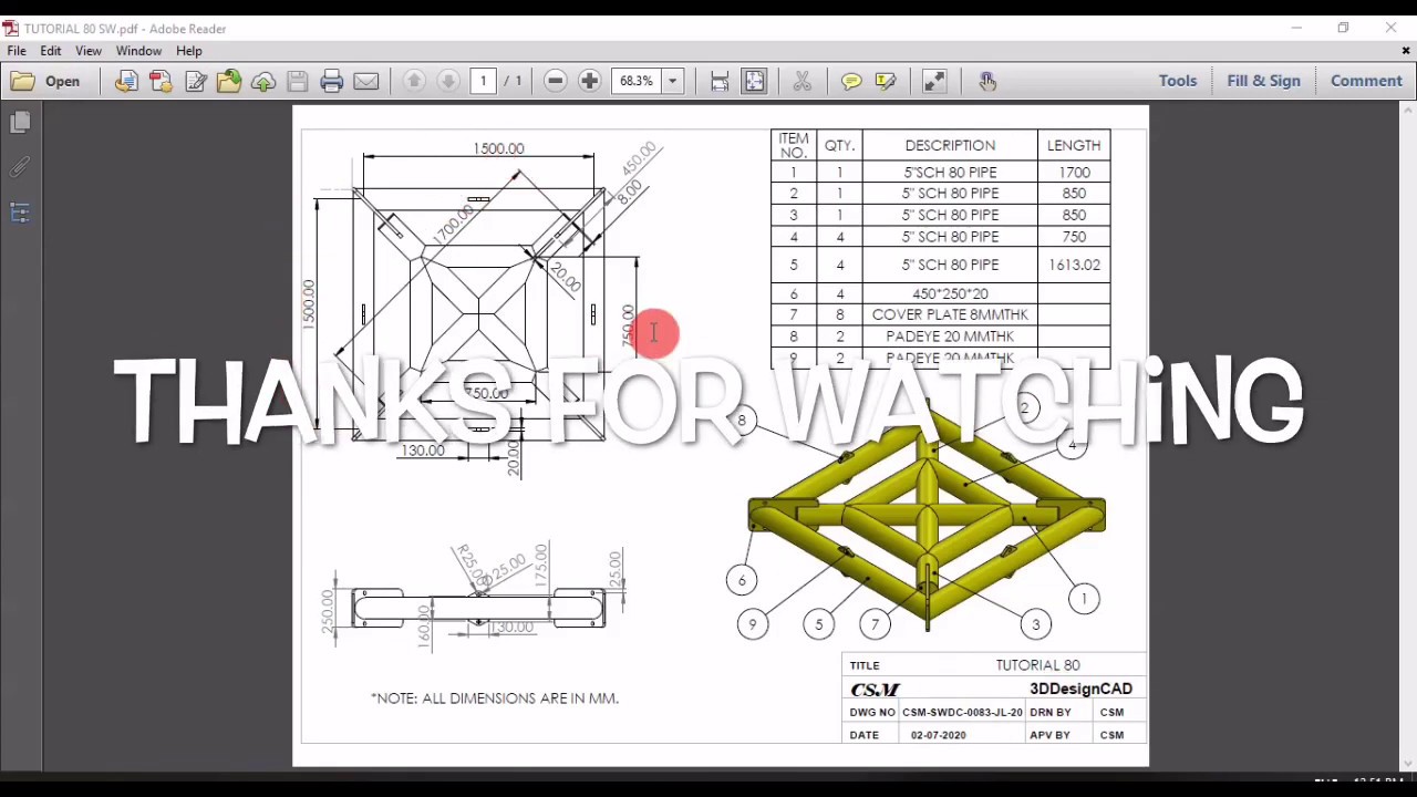 SOLIDWORKS TRAINING TUTORIAL 80 (WELDMENTS) - YouTube