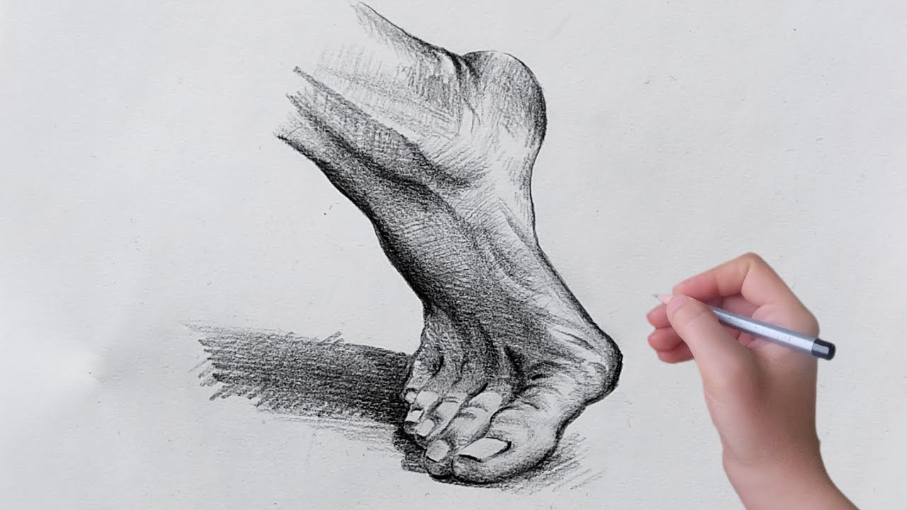 Realistic Foot Drawing with Pencil | Step-by-Step Shading Tutorial ...