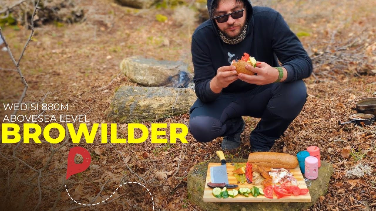 Cook Mexican potato and egg in bacon in forest while raining - YouTube