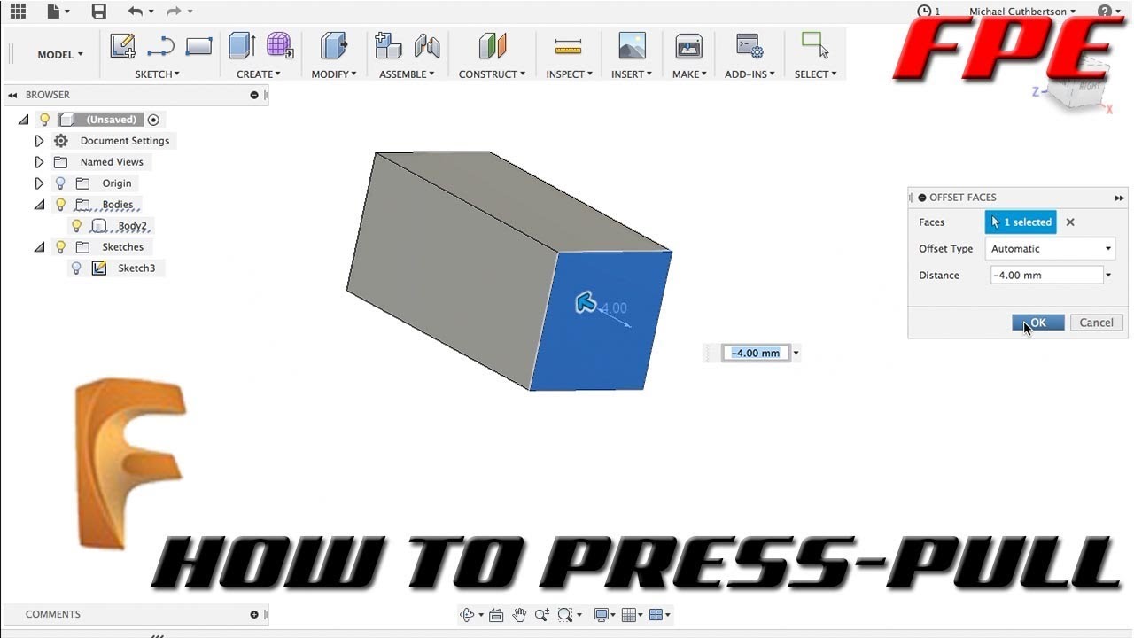 How to Press-Pull in Fusion 360 - YouTube