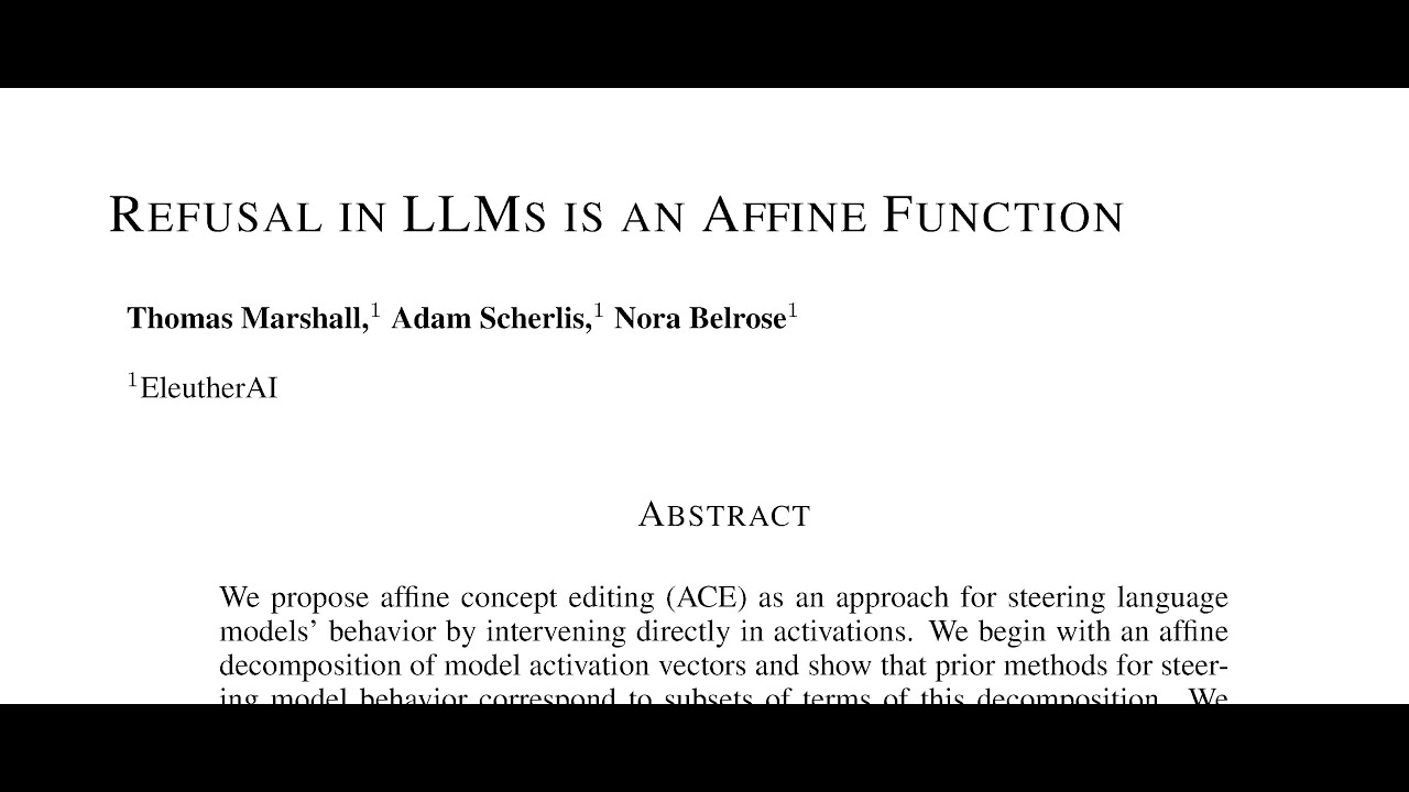 Refusal in LLMs is an Affine Function - YouTube