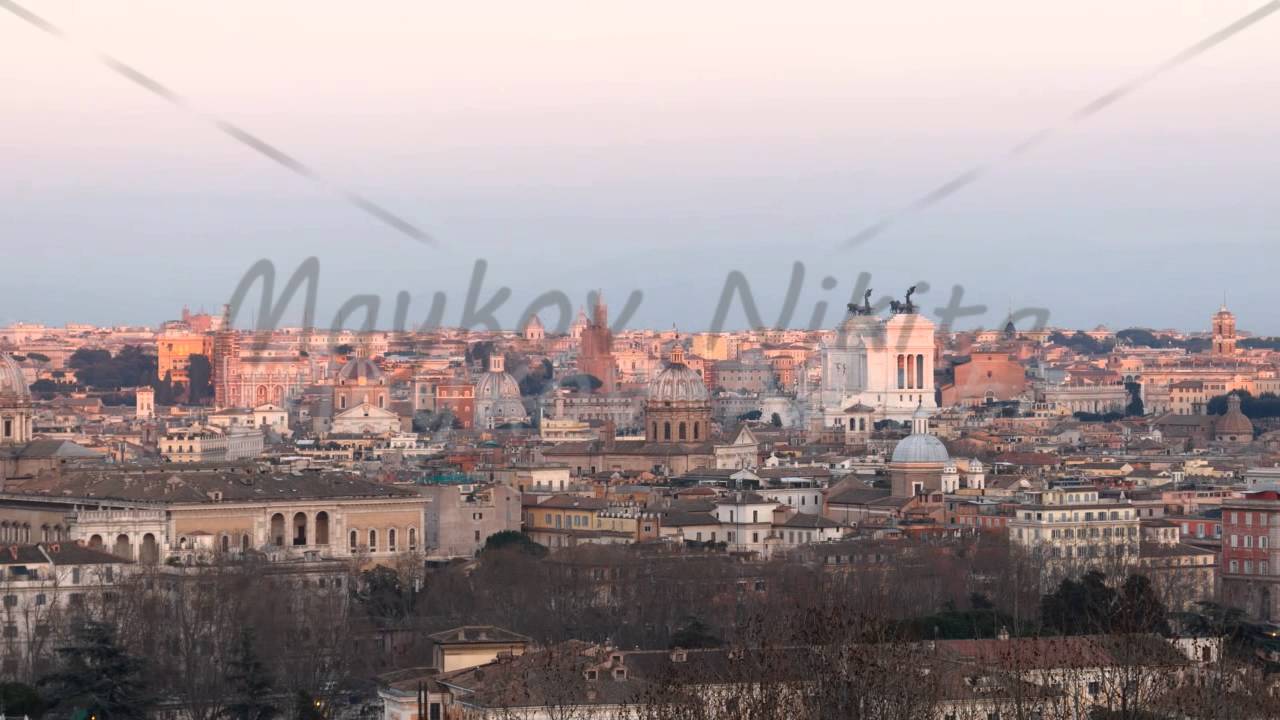 The view from the Janiculum Hill. Panorama. Sunset. Rome, Italy. Time ...