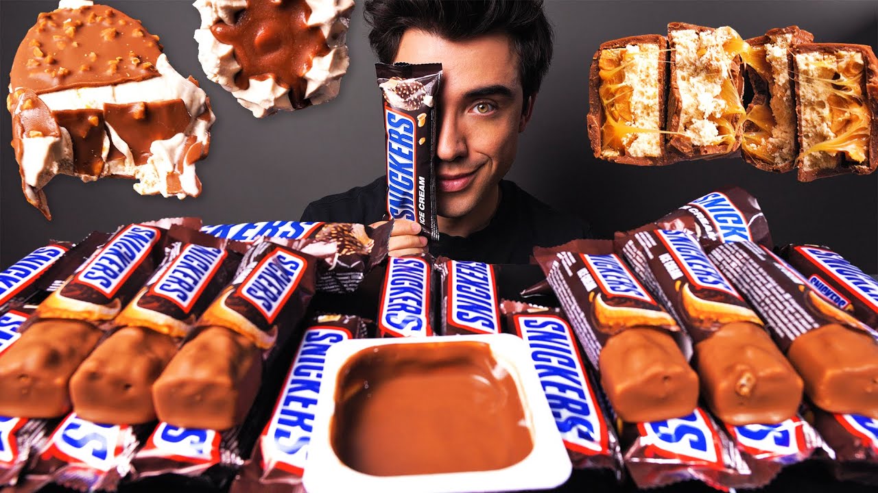 ASMR CANDY ICE CREAM BARS (SNICKERS CHOCOLATE PARTY & YOGURT MOUSSE) 리얼 ...